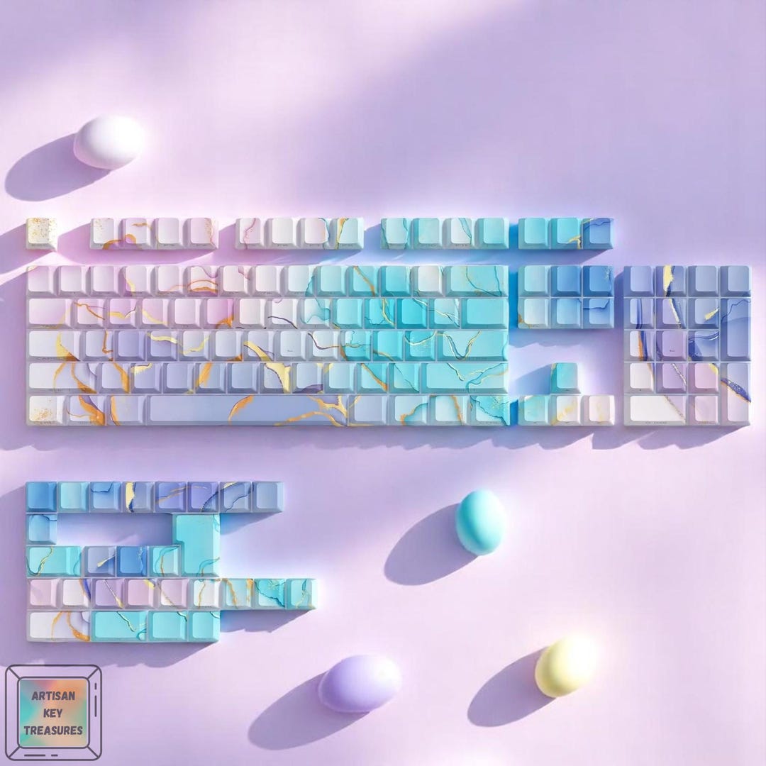 130+keys Marble Theme Keycap Set, Rainbow Keycaps, Backlit Side Print ...