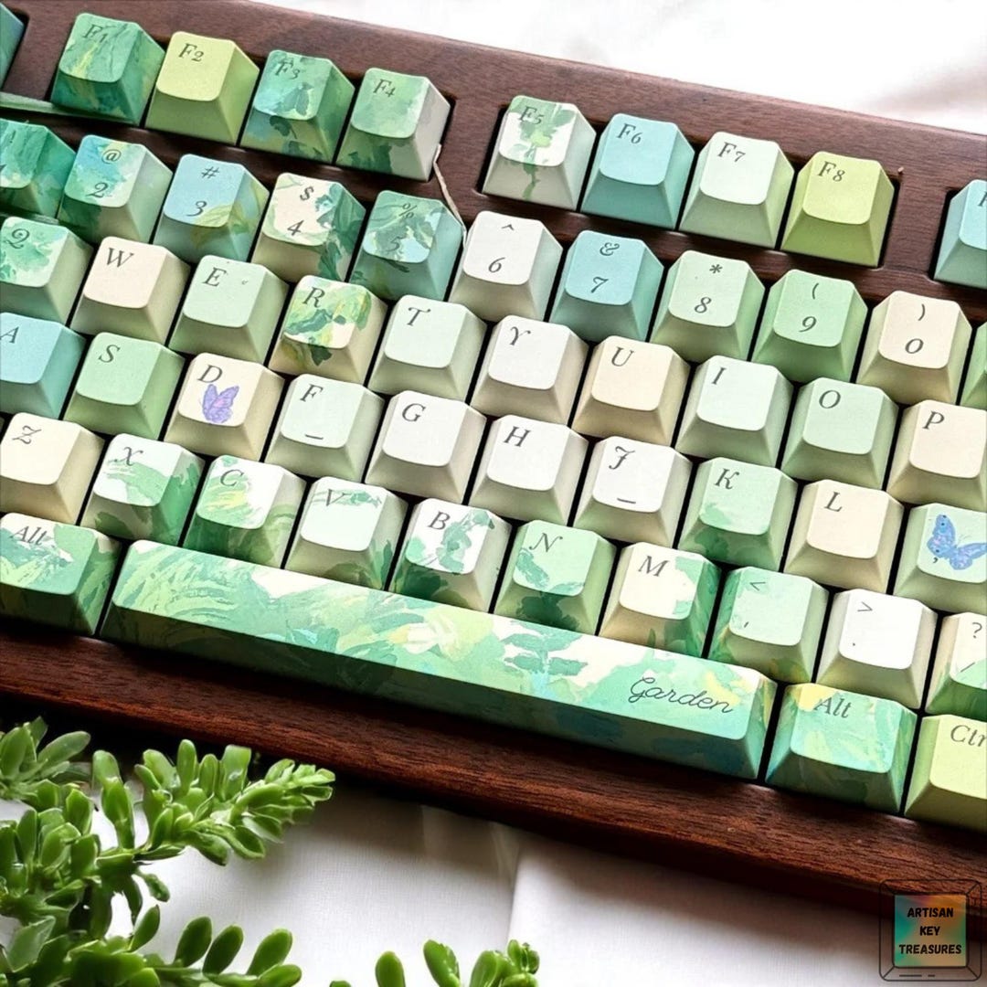 143 Keys Fresh Daisy Keycap Set, Oil Paint Green Plants Keycaps, Cherry ...