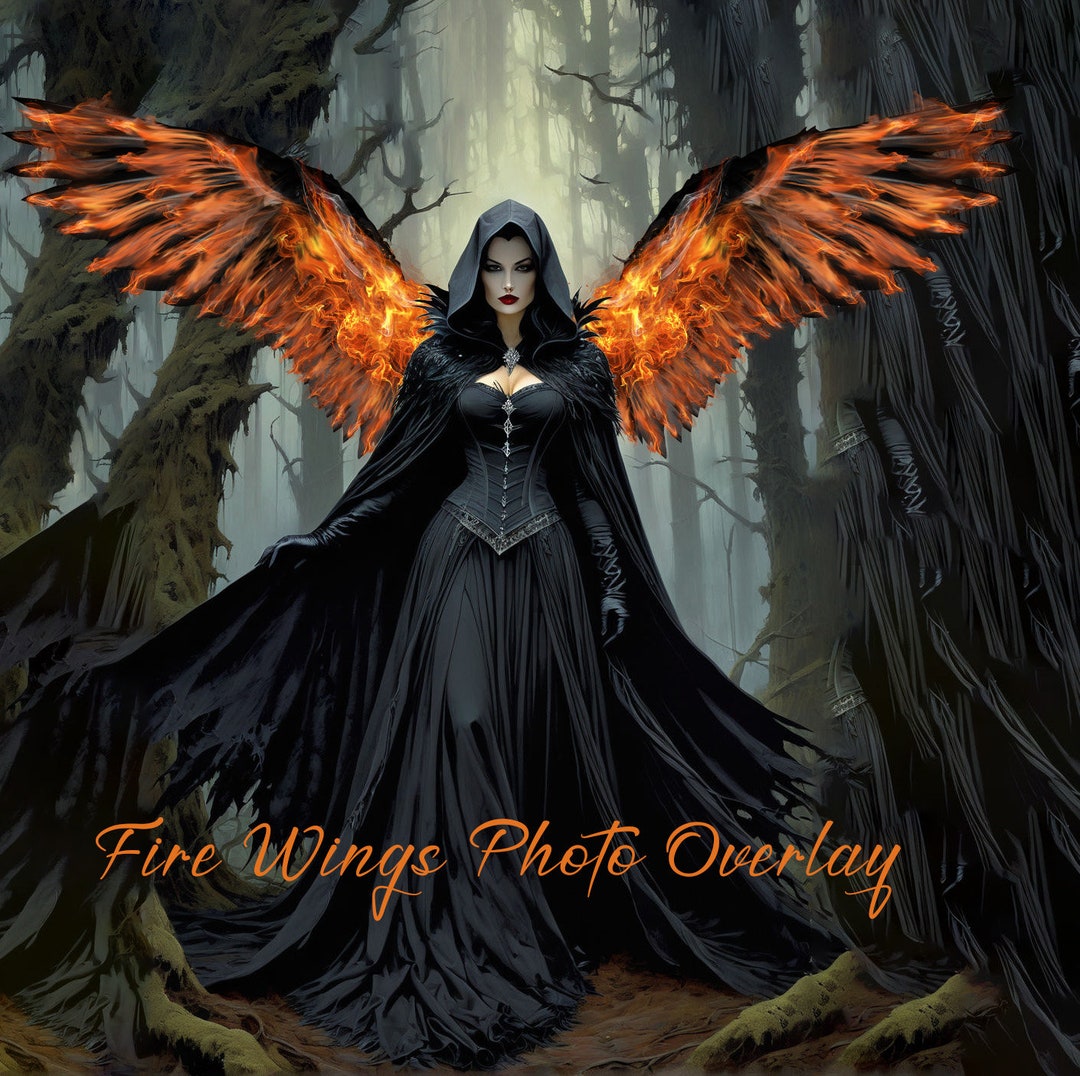 Fire Angel Wings Overlay, Photoshop Overlays, Halloween Overlay, Angel ...