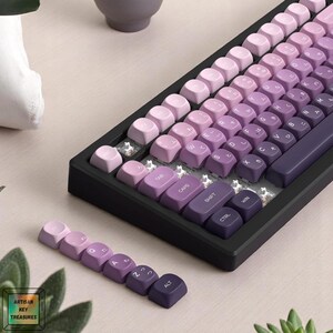 134-key Purple Keycaps Set Round PBT Keycap, Custom Keycap, Cool Keycap ...
