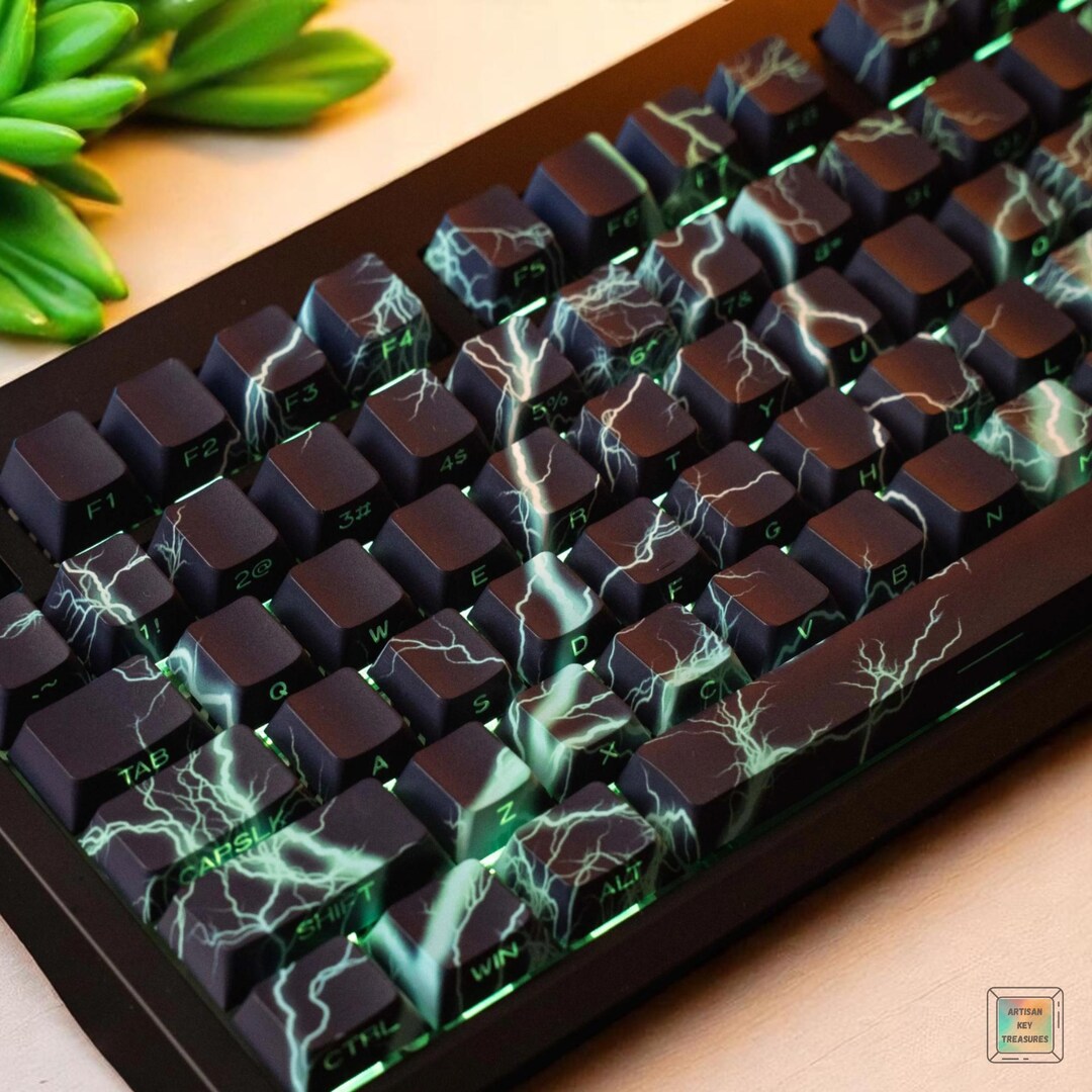 120keys Marble Theme Keycap Set, Green Snake Keycaps, Backlit Side ...
