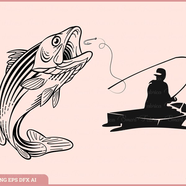 Catching Fish Svg - Etsy