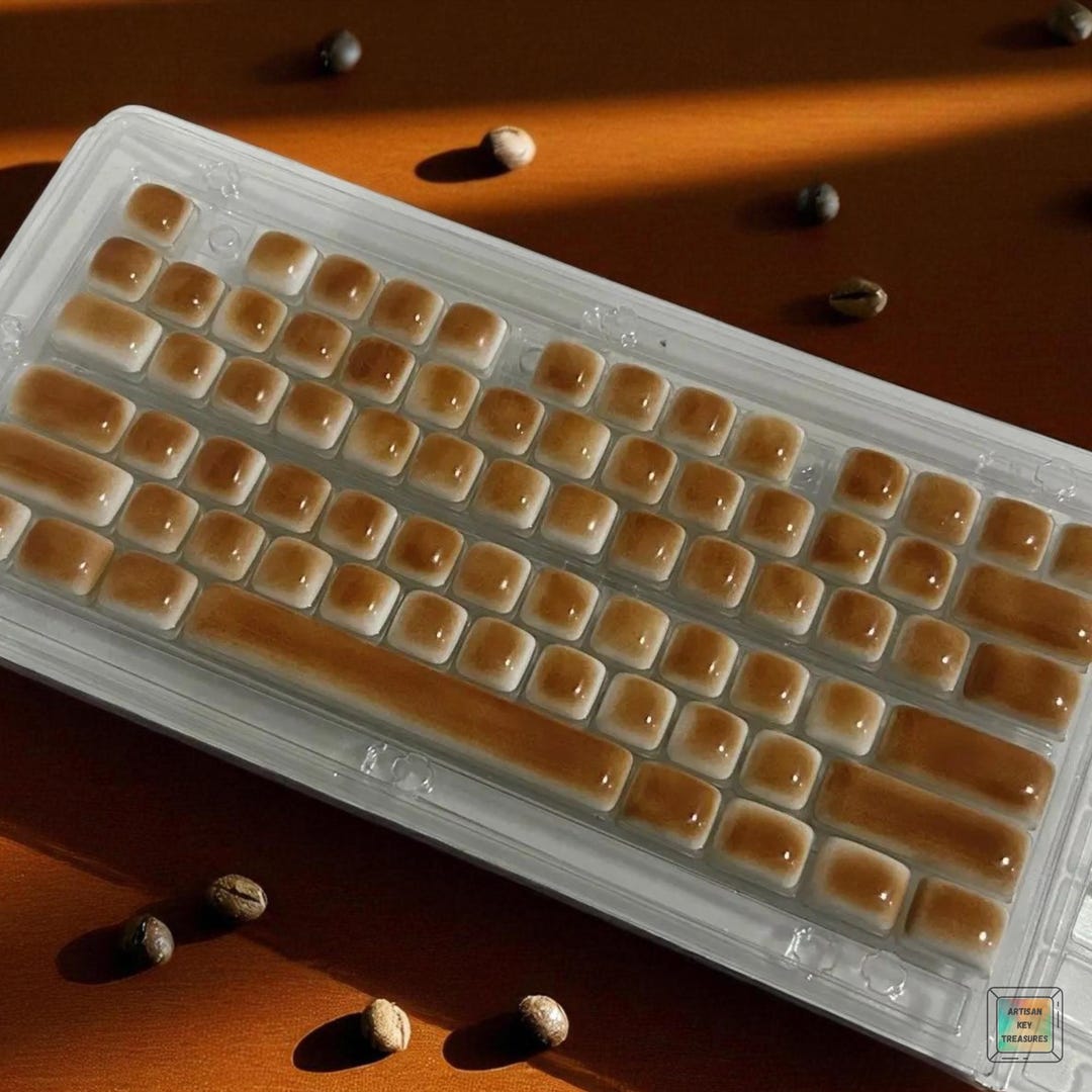 91 Keys Cute Bread Keycaps – MOG Profile Caramel PBT Keycap Set for 61 ...