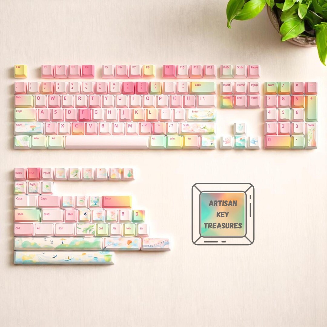 Pink Keycaps Full Set, 142 Keys PBT Keycap Set Custom Keycap Set for ...