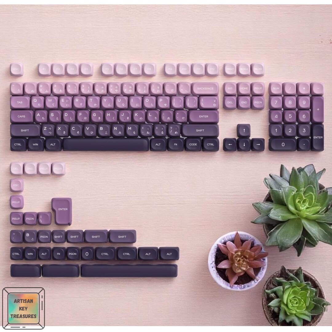 134-key Purple Keycaps Set Round PBT Keycap, Custom Keycap, Cool Keycap ...