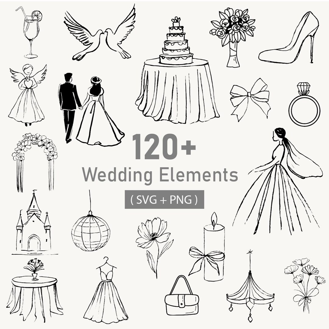 Hand Drawn Wedding Timeline Icons SVG PNG Files Wavy Squiggle Borders ...