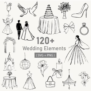 Hand Drawn Wedding Timeline Icons SVG PNG Files Wavy Squiggle Borders ...