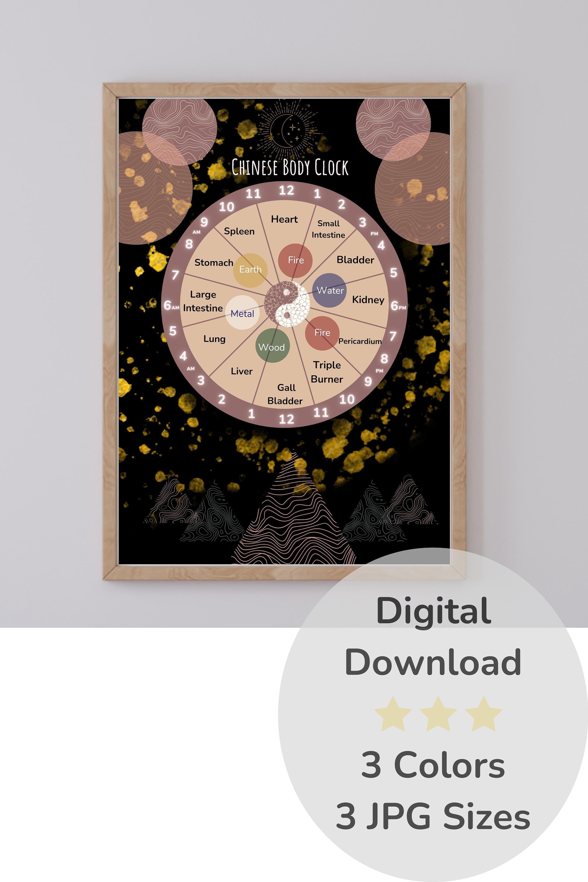 Chinese Body Clock, 24 Hour Circadian Clock Poster, Organ Clock Poster ...