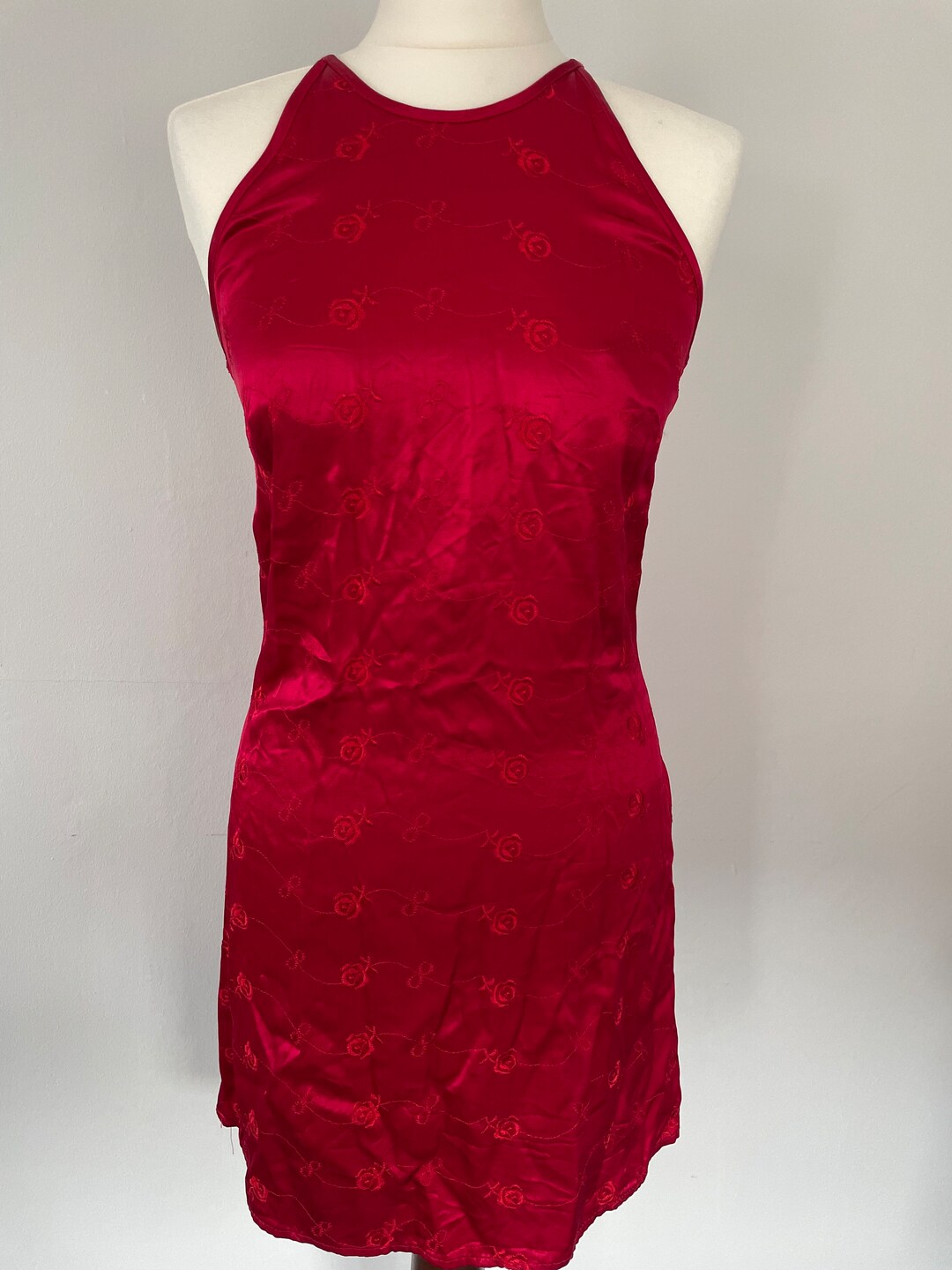 1990s Red Satin Prom Homecoming Cocktail Dress - Etsy