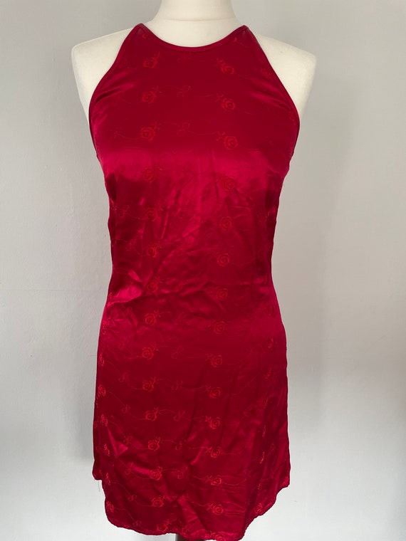 1990s red satin prom homecoming cocktail dress - Gem