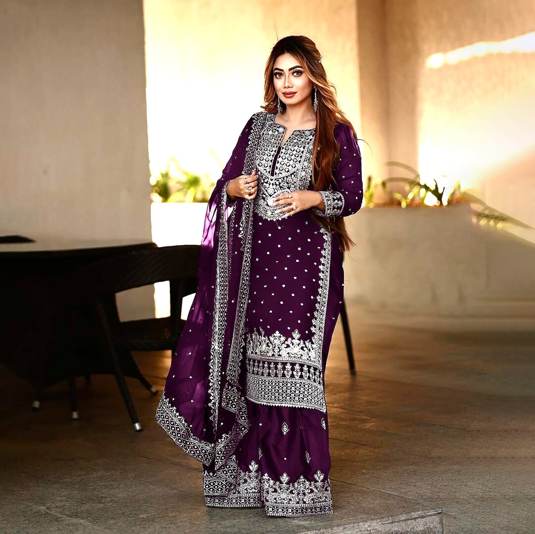 Premium Pakistani Sharara Multicolor 3 Peice Set, Heavy Ruffle ...