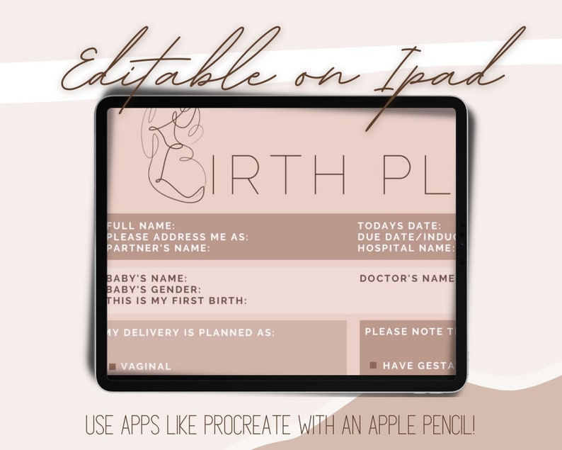 Editable Birth Plan Template, Hospital Bag Checklist Template, Canva ...