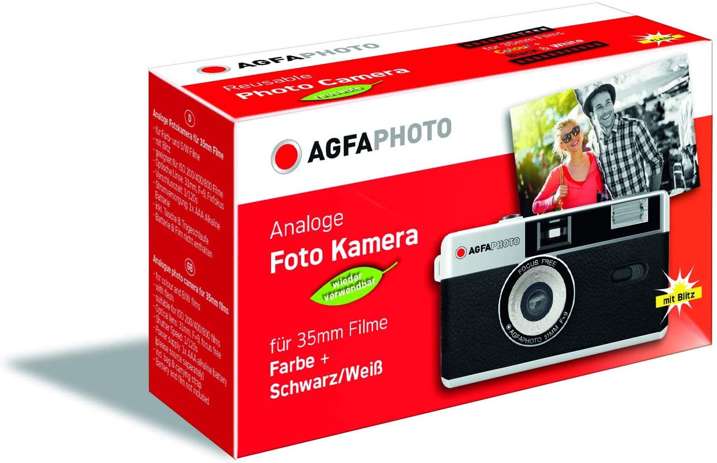 AGFA 35mm Film Reusable Compact Camera BLACK Colour Inc. Case Official ...