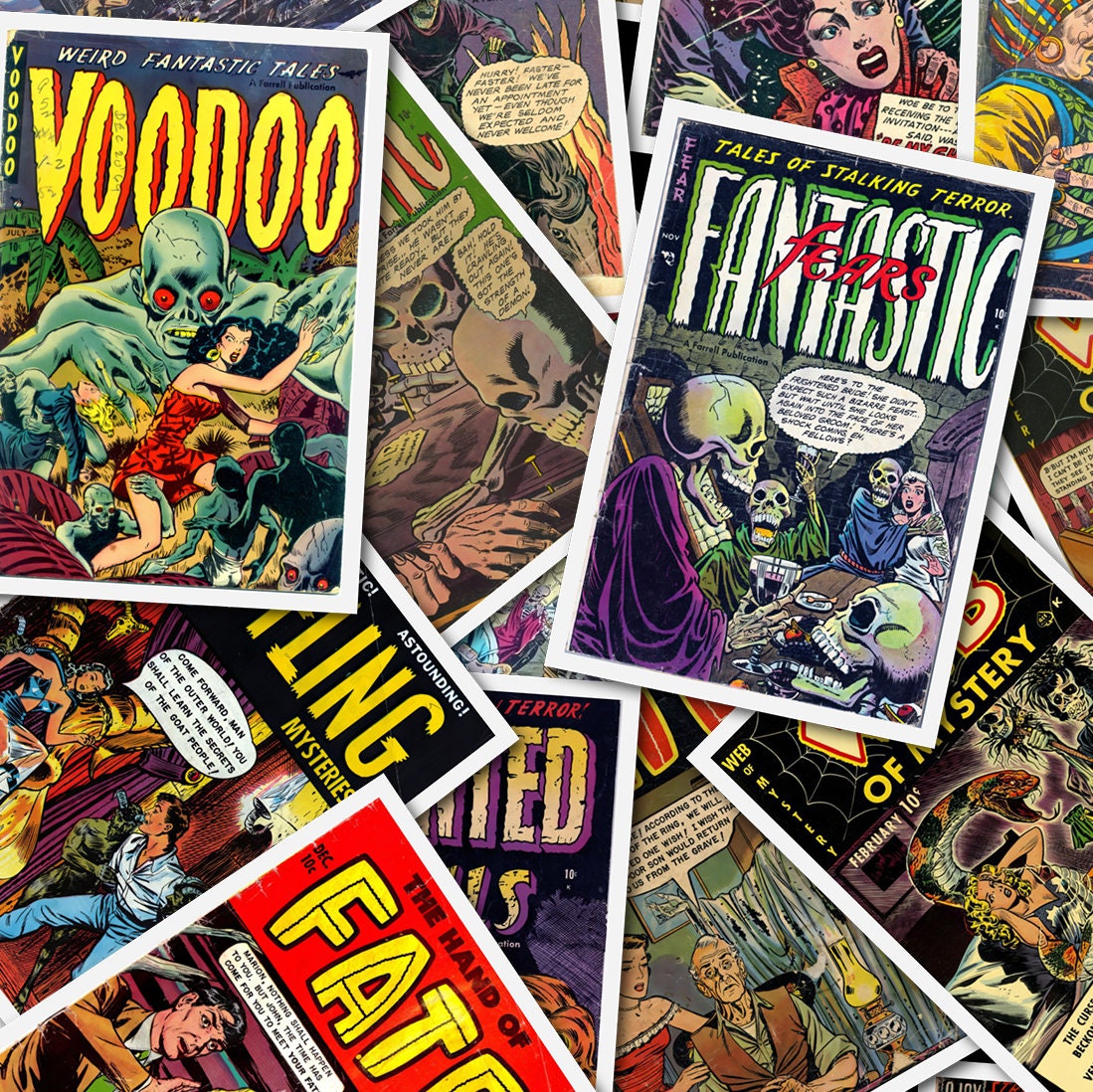 Horror Comic Book Cover Collage 20 Oz Skinny Tumbler Sublimation Design ...