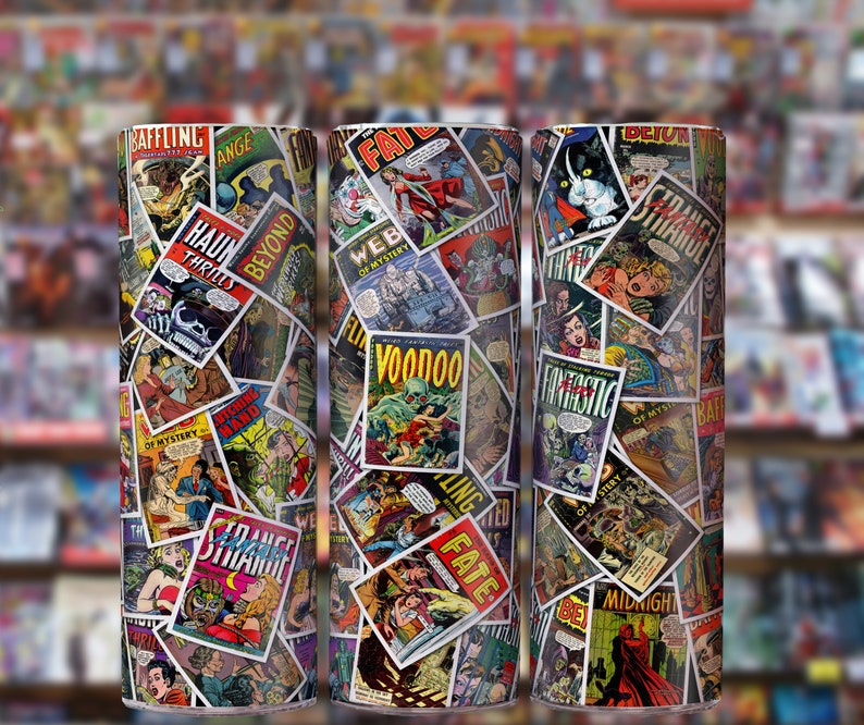 Horror Comic Book Cover Collage 20 Oz Skinny Tumbler - Etsy