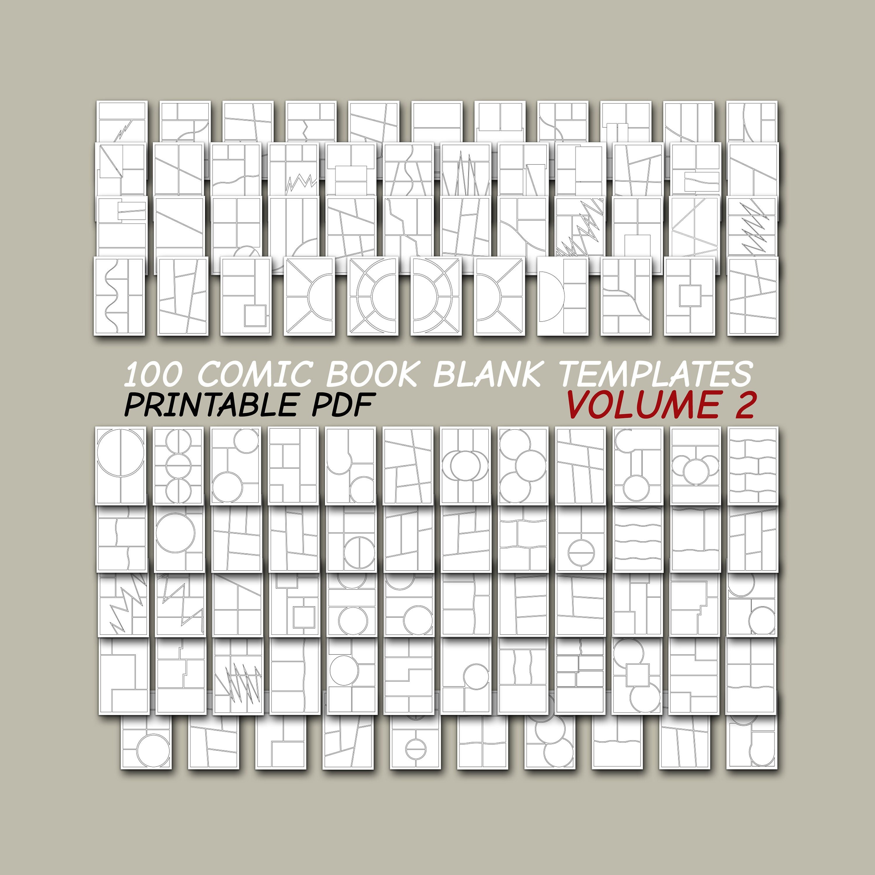 Comic Book Template 100 Different Designs Blank Comic Book DIY ...