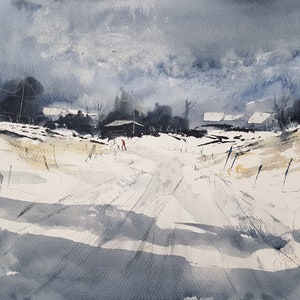 Winter Morning Walk 15x11in Watercolour Painting by Steven Cronin ...