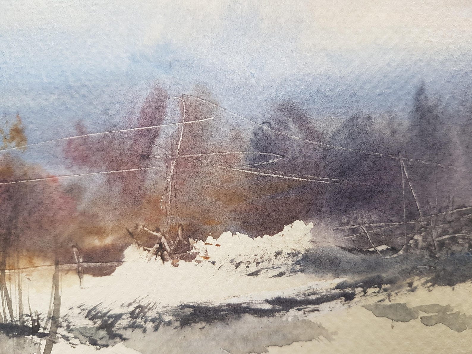 Early Snow 15x11in Watercolour Painting by Steven Cronin Original ...