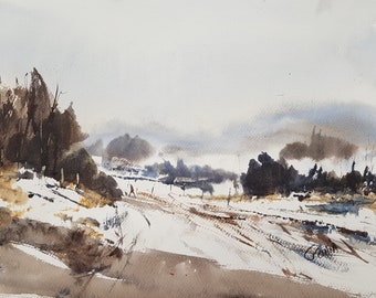 The Fisherman 15x11in Watercolour Painting by Steven Cronin Original ...