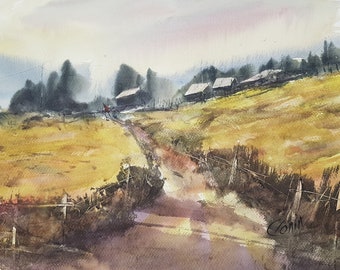 Winter Morning Walk 15x11in Watercolour Painting by Steven Cronin ...