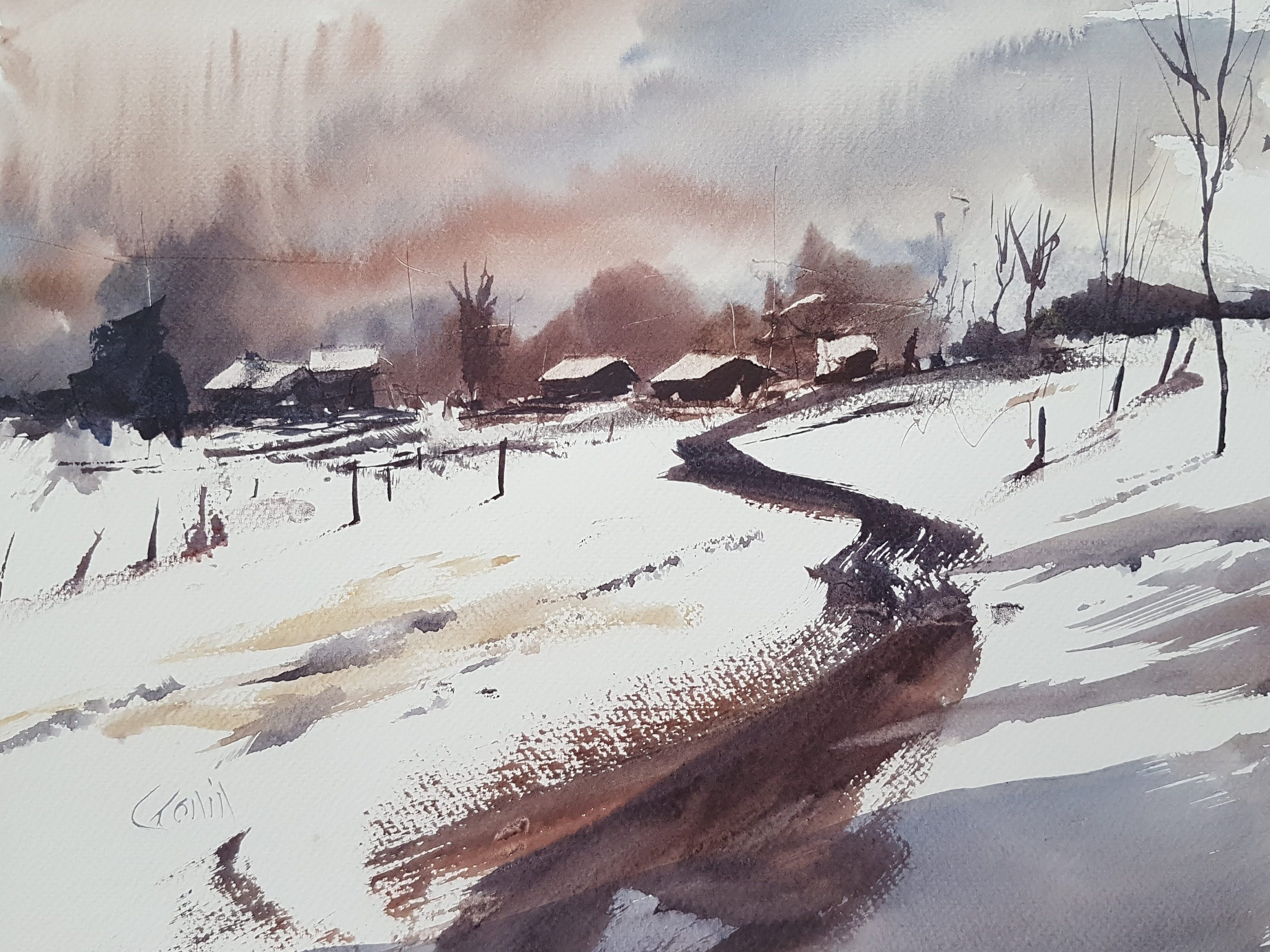 Midwinter 15x11in Watercolour Painting by Steven Cronin Original Signed ...