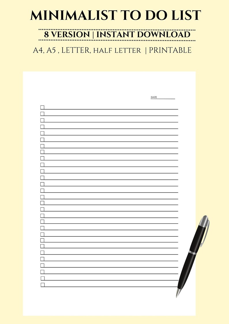 Minimal to Do List Printable 8 Version, Simple Tasks List Template ...