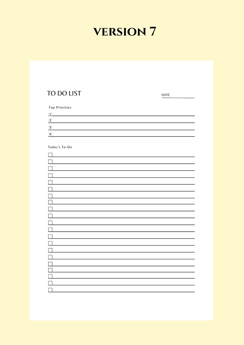 Minimal to Do List Printable 8 Version, Simple Tasks List Template ...
