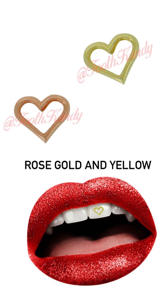 18KT Gold Heart Outline Toothgem - Etsy
