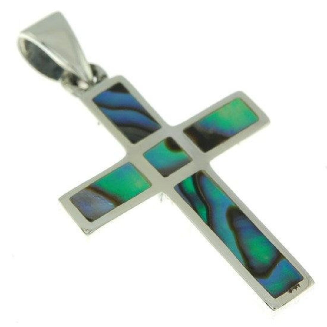 Christian Cross Pendant in Abalone Color 925 Silver Necklace - Etsy