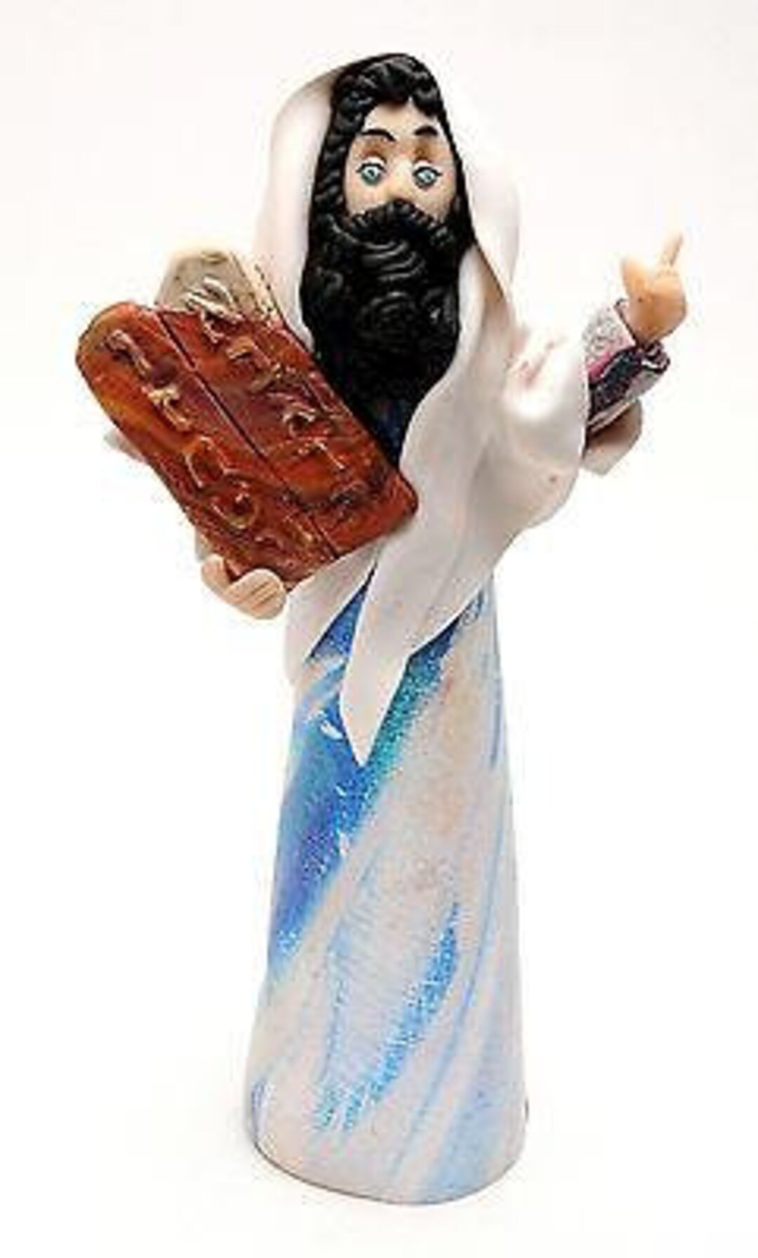 Jewish Figure Made of Clay Hand Made Art Moses Holds the Tablets of the ...
