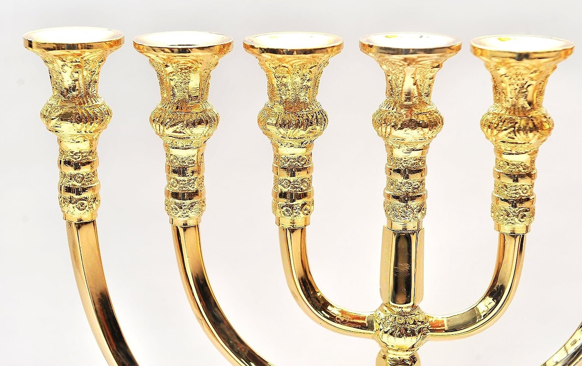 Large Menorah Gold Plated From Holy Land Jerusalem H/36 X W/26 - Etsy