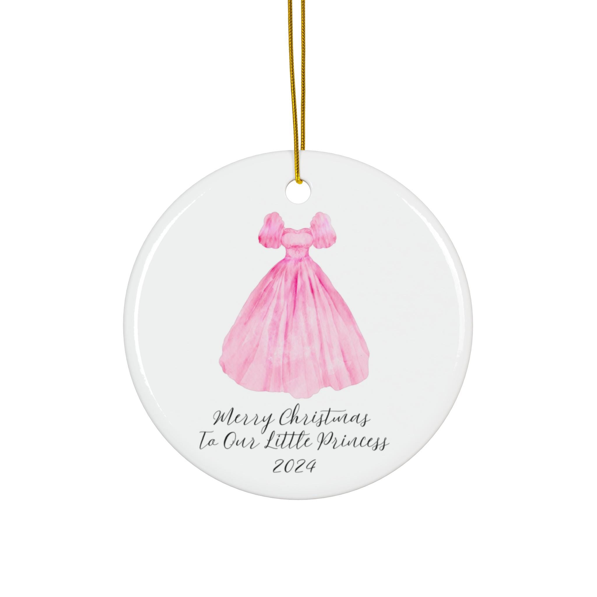 Pink Princess Dress Ceramic Ornament, Merry Christmas to Our Little ...
