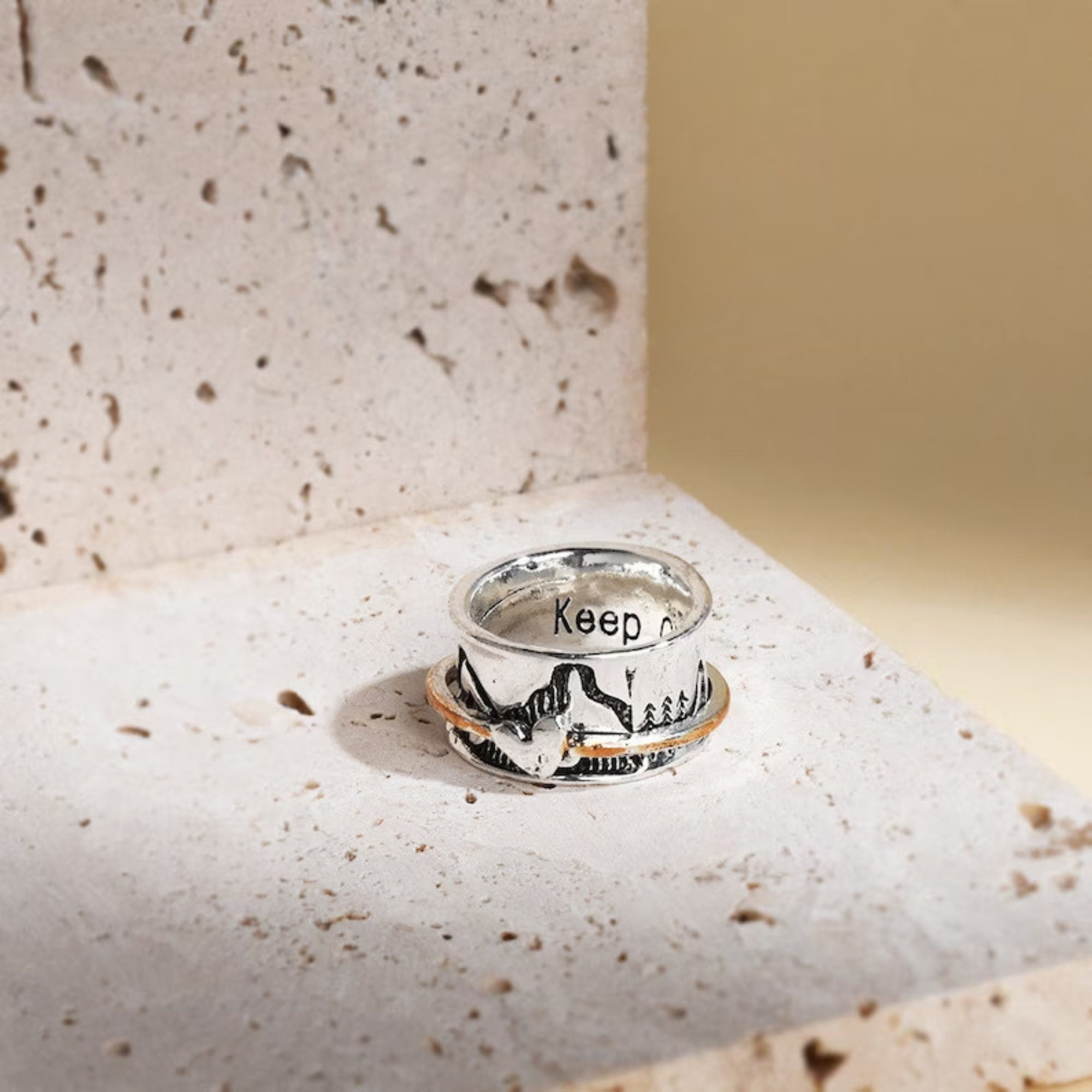 Keep Climbing Ring Mountain Ring Fidget Spinner Ring Silver - Etsy