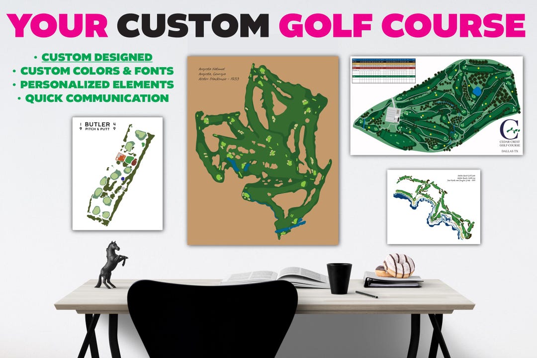 Custom Golf Course Map, Personalized Gifts, Wall Decors, Course Prints ...