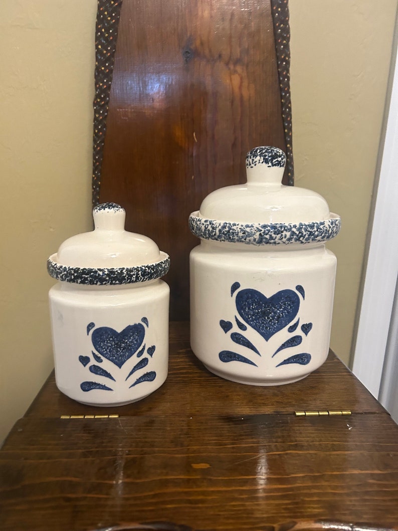 Vintage Gibson Blue Heart Canisters - Etsy