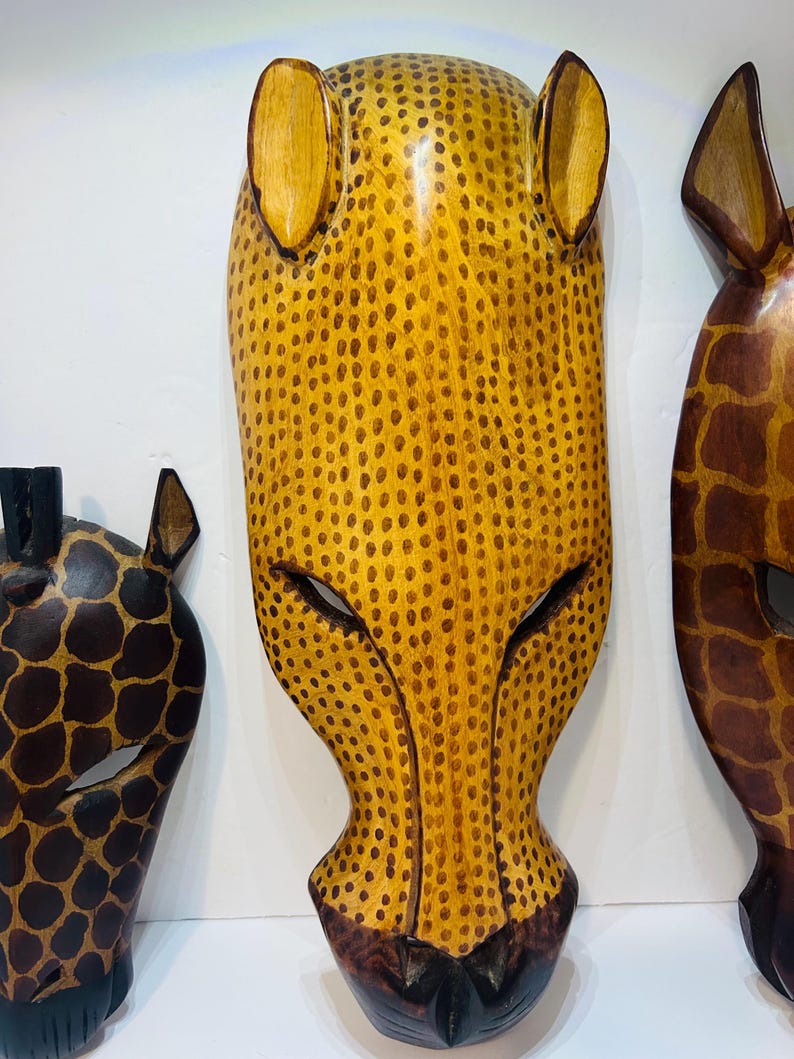 Wooden Cheetah and Giraffe Masks - Etsy