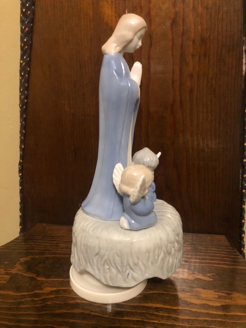 Vintage Lefton Mary Madonna With Angels Music Box - Etsy