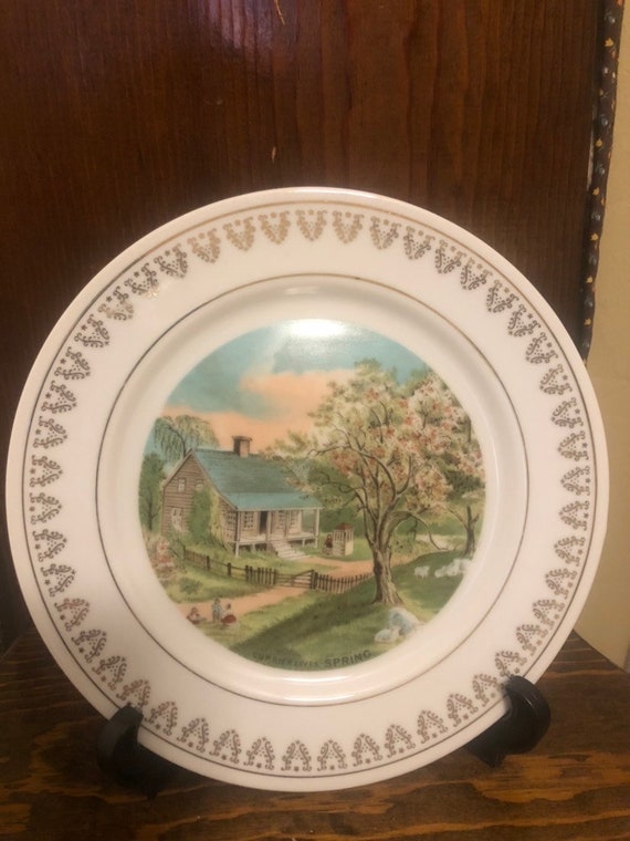 Vintage Currier and Ives Seasons Plate Spring - Etsy
