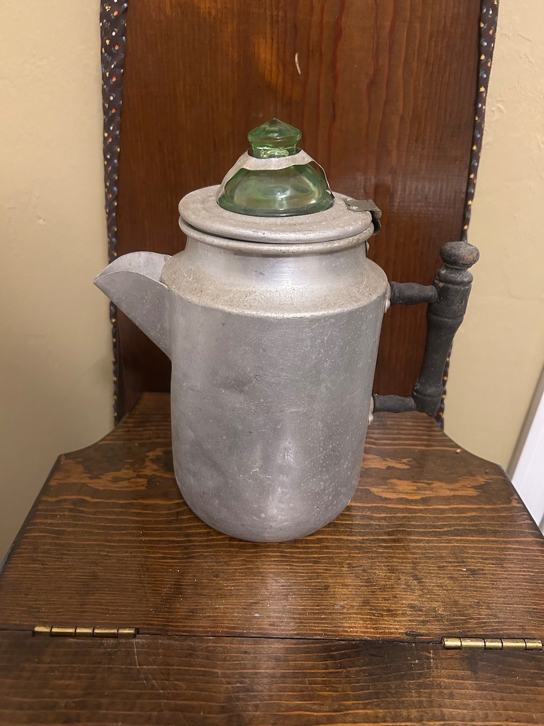 Vintage Coffee Percolator Tin Pitcher Depression Glass - Etsy