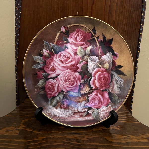 Vintage Rose Plate - Etsy