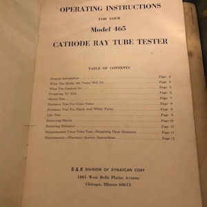 Vintage CRT Cathode Ray Tube Tester Model 465 - Etsy