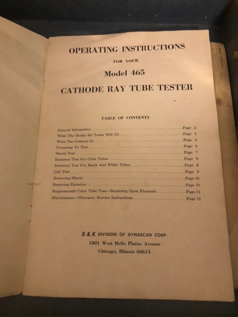 Vintage CRT Cathode Ray Tube Tester Model 465 - Etsy