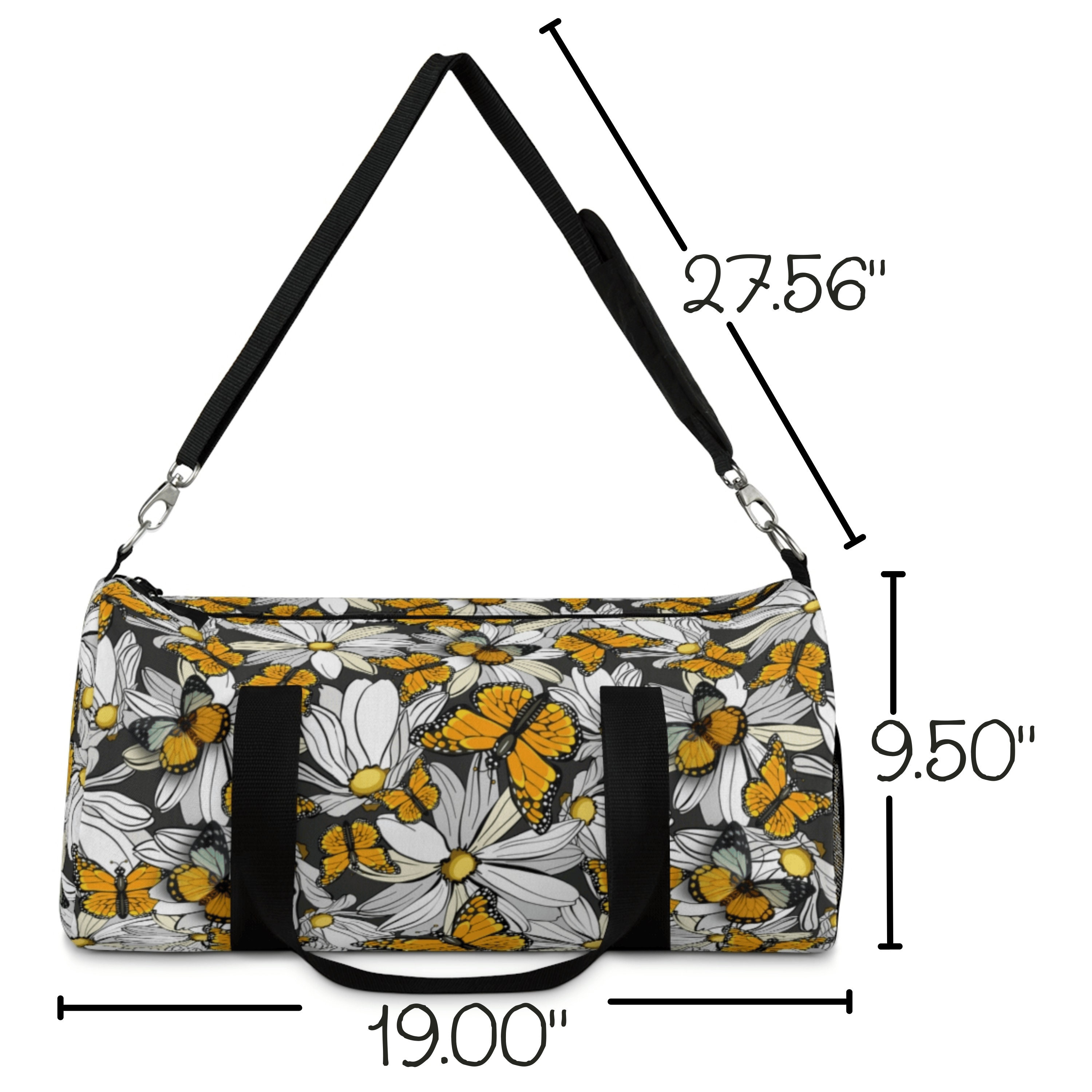Monarch Butterfly Duffel Bag Weekend Bag Daisy Floral Print Boho ...