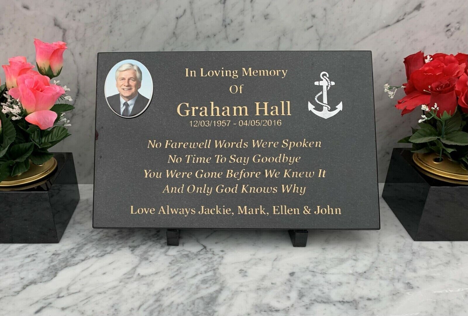 Memorial Grave Plaques Stone Engraved Headstone Marker Black Granite ...