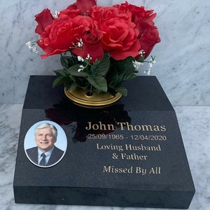 Granite Cremation Desktop Headstone Memorial 18" & 12" ( With Ceramic ...