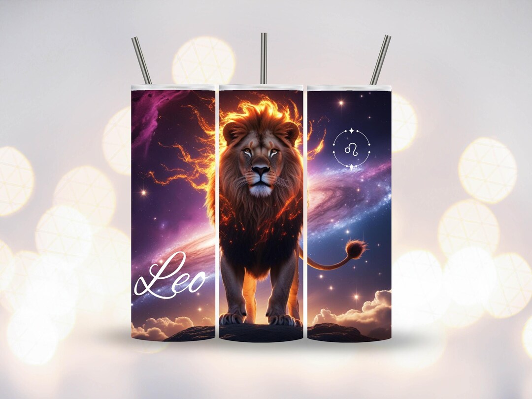 Leo Zodiac Tumbler Wrap: Astrology PNG for 20oz Skinny Tumbler (digital ...