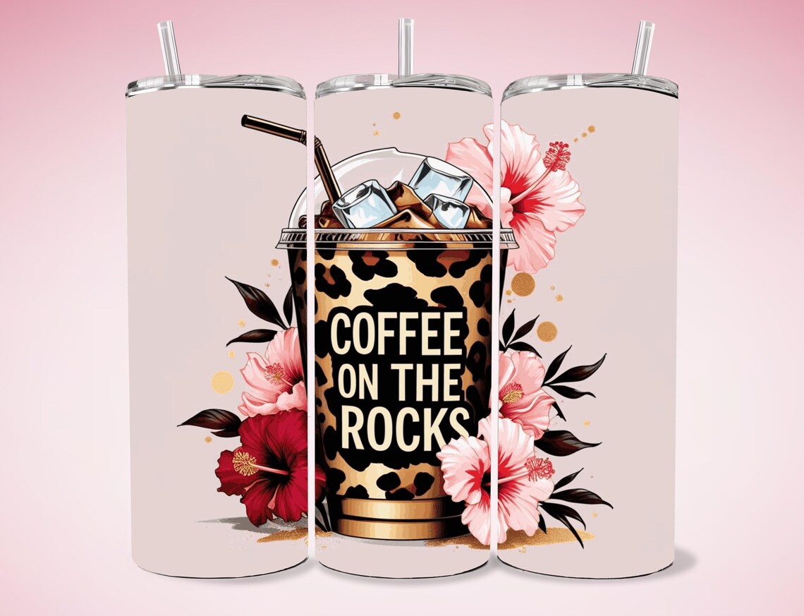 Iced Coffee PNG, 20oz Skinny Tumblers, Cold Brew Tumbler Design, High ...