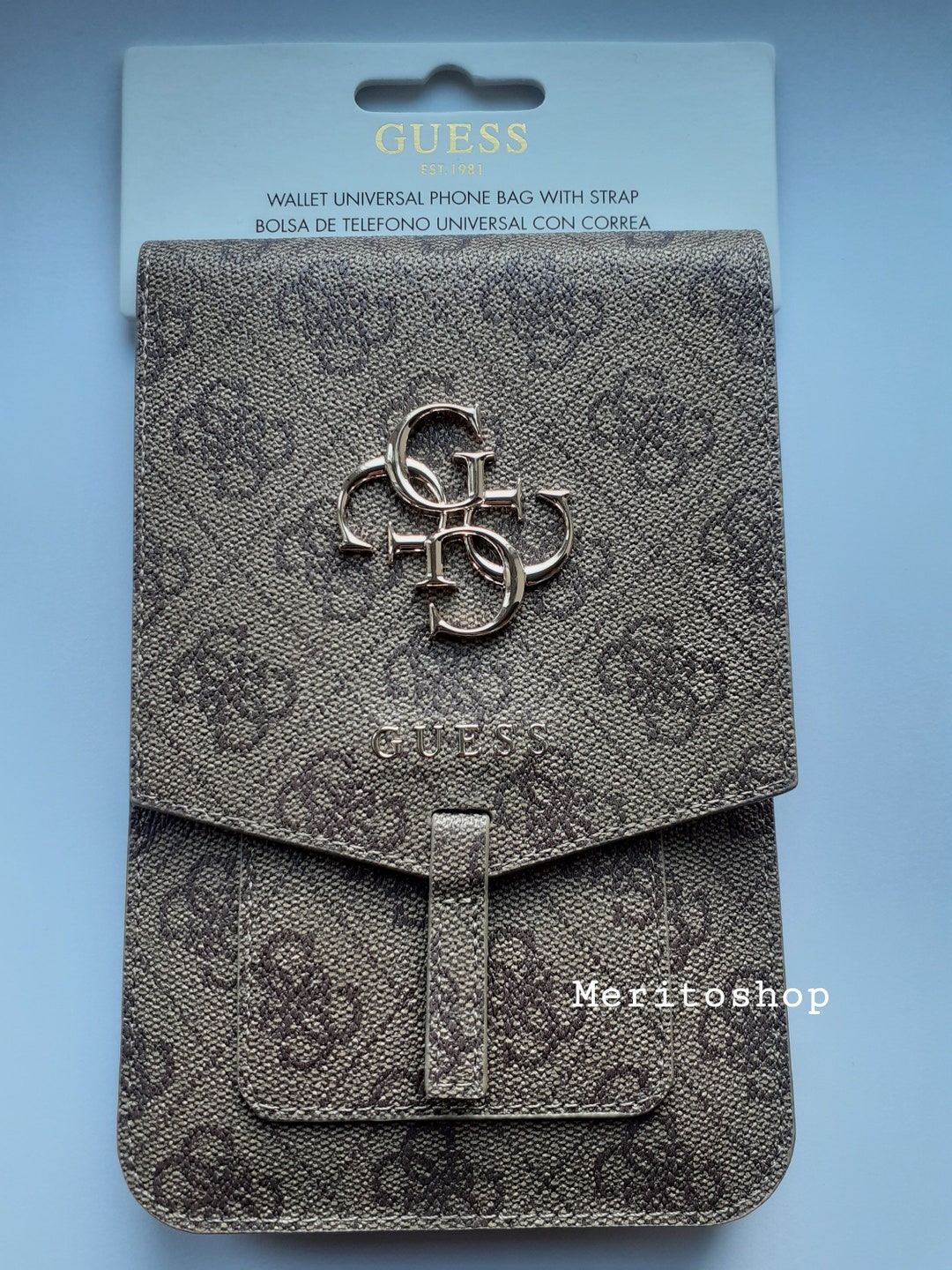 Guess 7 Inch PU Leather Wallet Bag Big 4G Logo Brown - Etsy