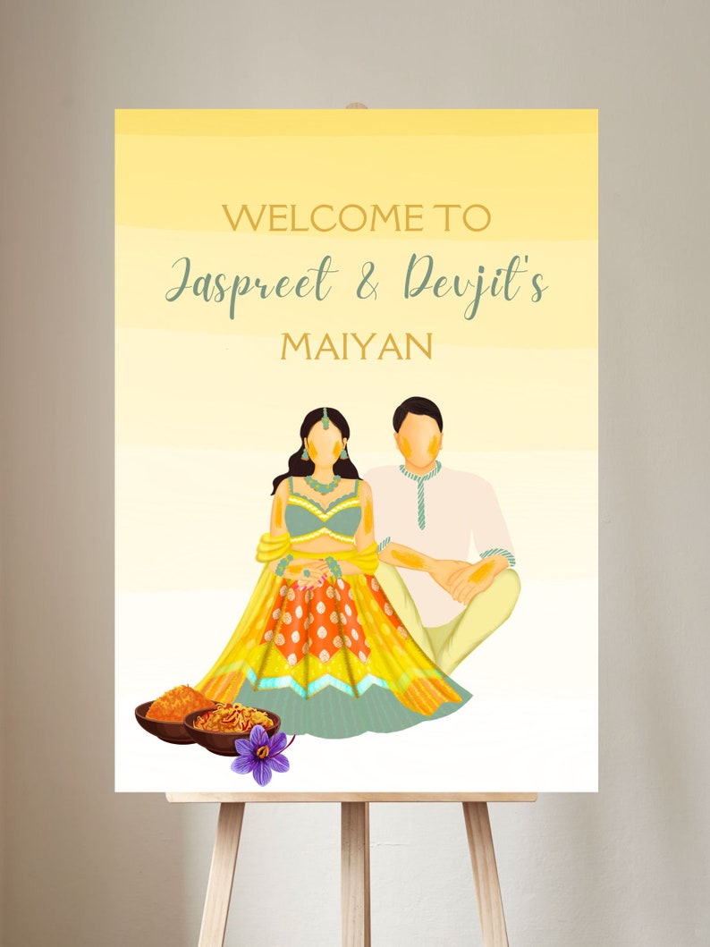 Haldi Sign, Indian Portrait Haldi Decor Entry Sign Board, Haldi ...