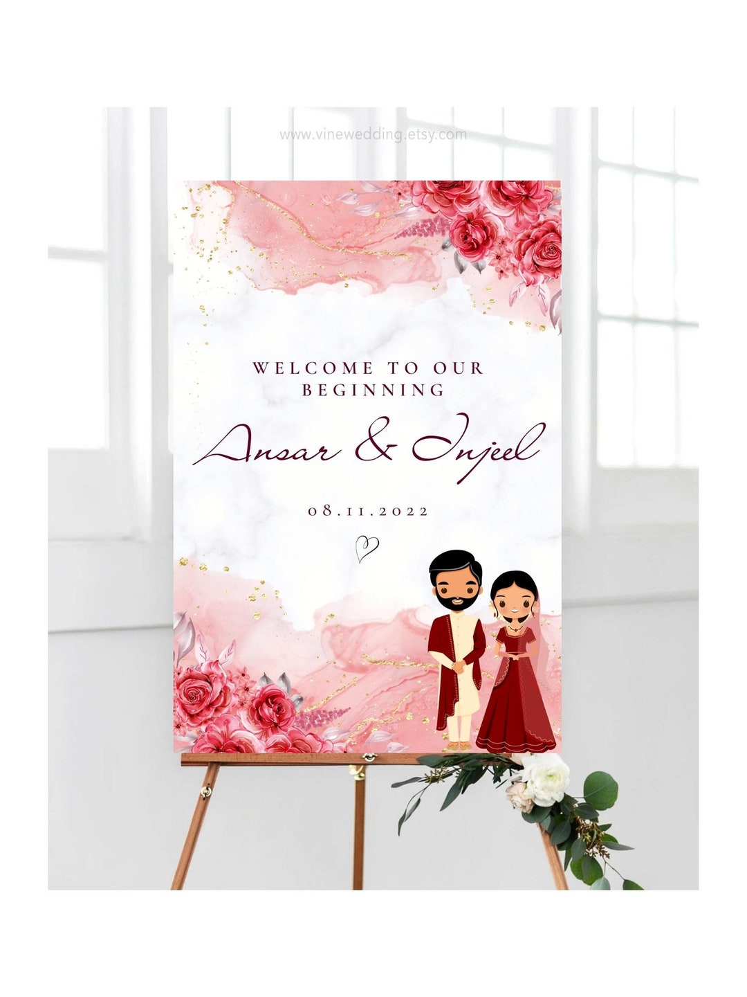 Indian Wedding Welcome Board as Hindu Welcome Signage, Hindu Wedding ...